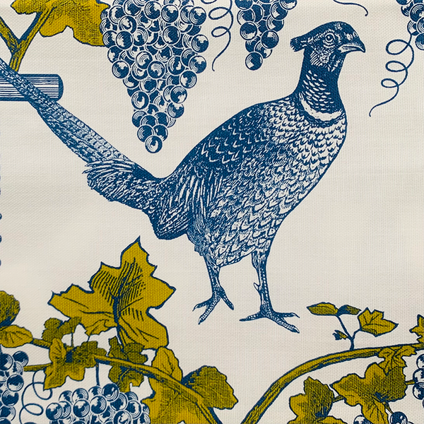 Pheasant & Vine Tea Towel, Lime Green & Blue – Thornback & Peel