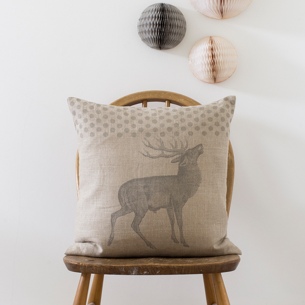 Stag & Spot Linen Cushion Cover by Thornback & Peel